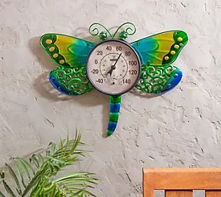 EVERGREEN Metal And Glass Shaped Wall Clock, Dr Agonfly
