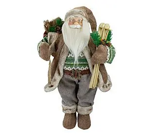 NORTHLIGHT 18' Standing Santa Figure Carrying P Esents & Skis - One-color