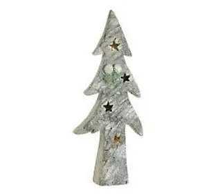 NORTHLIGHT 30' White And Green Led Glitter Tree Tabletop Decor