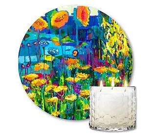 COURTSIDE MARKET Courtside Yellow Garden I 8'x8' Art Board & 13. 5-oz Candle - One-color