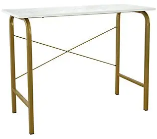 TEAMSON Office Computer Desk Metal Base, M Arble/brass - One-color