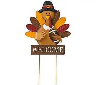 GLITZHOME Welcome Thanksgiving Turkey 30' Yard Awn Stake - One-color