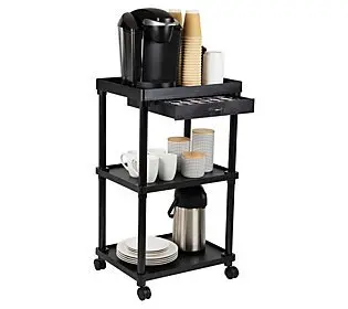 MIND READER 3-tier Rolling Cart On Wheels With Pull-out Drawer