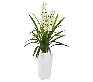 NEARLY NATURAL 4.5' Cymbidium Orchid Plant Into Wer Planter - One-color