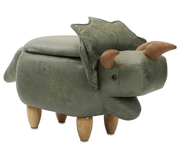 HANOVER Critter Sitters 15' Seat Height Triceratops Sto Rage Ottoman - One-color