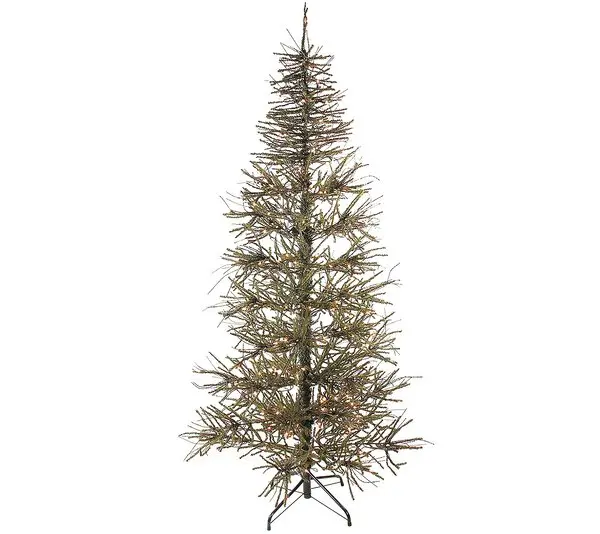 NORTHLIGHT 6' Prelit Slim Twig Artificial Chris Tmas Tree - One-color