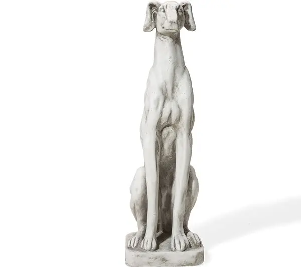 GLITZHOME Elegant Sitting Dog Lawn Garden Statu - One-color
