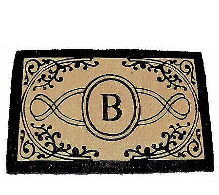QVC Bristol Monogram Handwoven Coconut Fiber Mat 24 X 39 - One-color