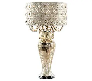 RIVER OF GOODS Jeweled Metal & Mosaic Table Lam P W/crystals - One-color