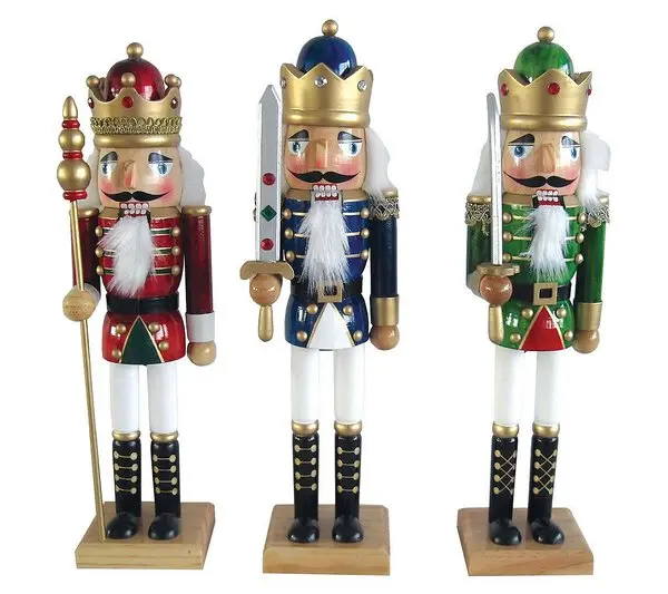 SANTA'S WORKSHOP 14.25' Royal King Nutcracker, Et Of 3 - One-color