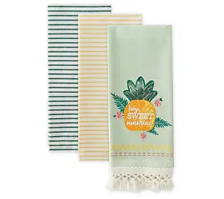 DESIGN IMPORTS Set Of 3 Sweet Pineapple Kitchen Towels - One-color