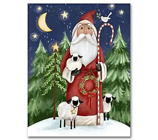 COURTSIDE MARKET Prim Santa With Trees 30x40 Ca Vas - One-color