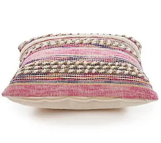 OX BAY TRADING CO. Ox Bay Pink Multi-striped Throw Pillow