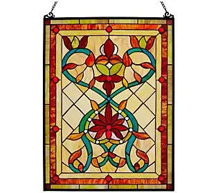 RIVER OF GOODS 24'h Stained Glass Fiery Hearts Ndow Panel - One-color