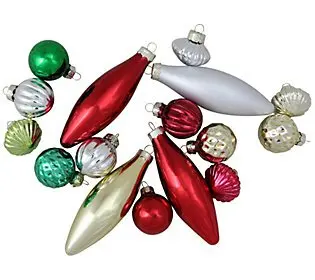 NORTHLIGHT 16ct Red & Green Traditional Finial Rnaments - One-color