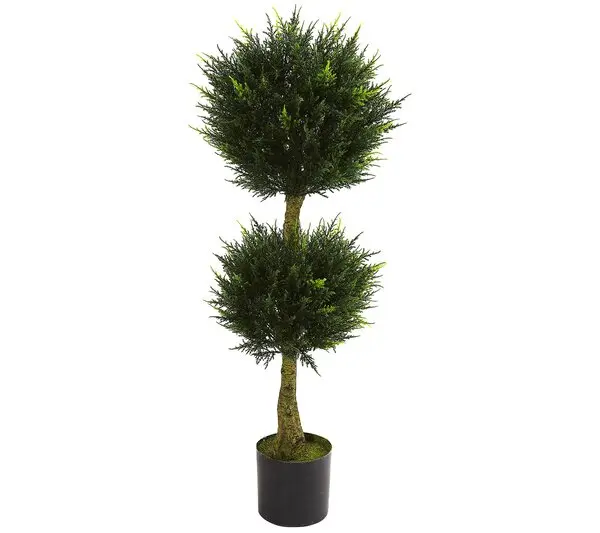 NEARLY NATURAL 4' Double-ball Cypress Topiary Nearly Natura L - One-color