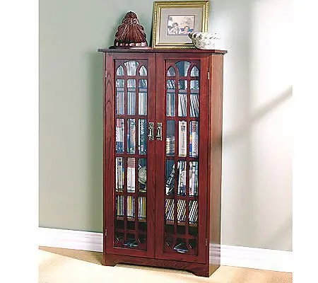 QVC Lyndon Cherry Double Door Media Cabinet