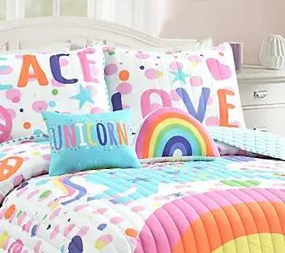 LUSH DECOR Unicorn Rainbow Full/queen Quilt Set Lush De Cor