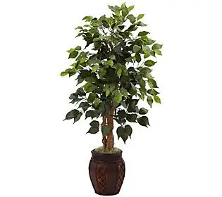 NEARLY NATURAL 44' Ficus Tree With Decorative Planter Nearl Y Natural - One-color
