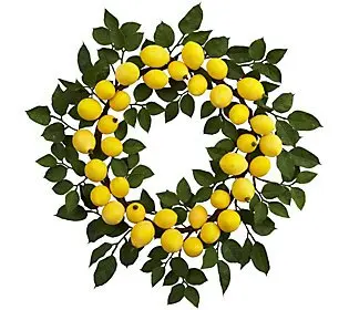NEARLY NATURAL 24' Lemon Wreath By - One-color