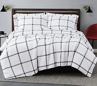 TRULY SOFT Printed Windowpane Full/queen Duvet Cover Set - One-color