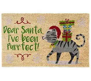 DESIGN IMPORTS Dii Dear Santa Purrfect Natural Coir Doormat W/ Non-slip Back - One-color