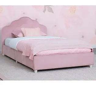 DELTA CHILDREN Upholstered Twin Bed, Rose Pink