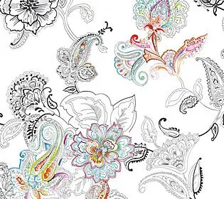 NEXTWALL Colorful Paisley Peel And Stick Wallpa Per Roll - One-color