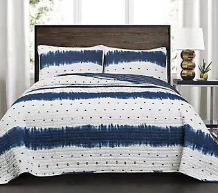 LUSH DECOR Jane Shibori 3-piece King Navy Quilt Set Lus H Decor - One-color
