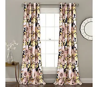 LUSH DECOR Floral Watercolor Room Darkening Window Curtain S By - One-color