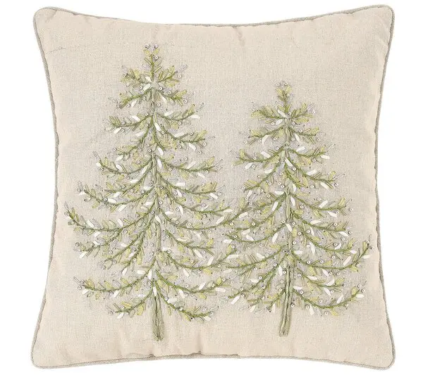 C&F HOME Winter Garden Ribbon Art Tree Pillow - One-color