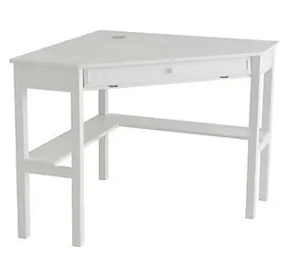 QVC Lawrence Corner Desk With Keyboard Drawer Whi Te Finish - One-color