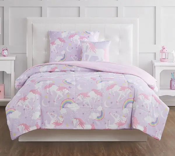 MY WORLD Rainbow Unicorn Twin 3-piece Comforter Set - One-color