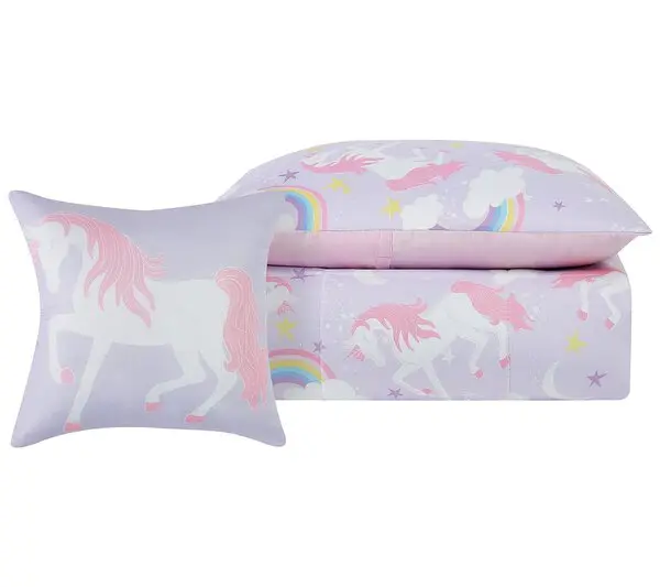 MY WORLD Rainbow Unicorn Twin 3-piece Comforter Set