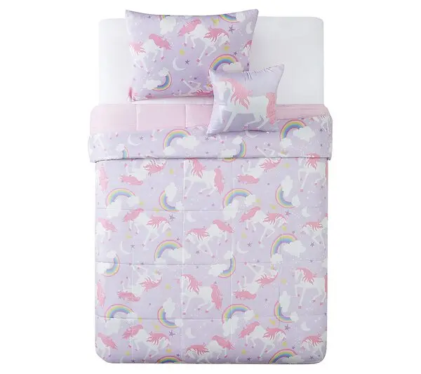 MY WORLD Rainbow Unicorn Twin 3-piece Comforter Set