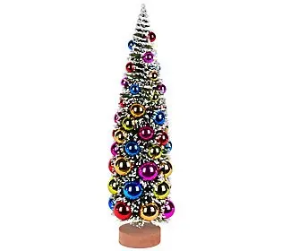 VICKERMAN 18' Frosted Green Tree With Colorful Naments - One-color