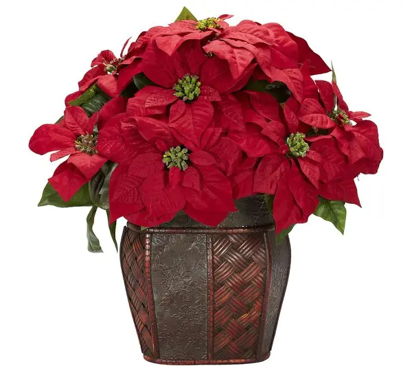 NEARLY NATURAL Poinsettia Decorative Vase Arrangement Nearl Y Natural - One-color