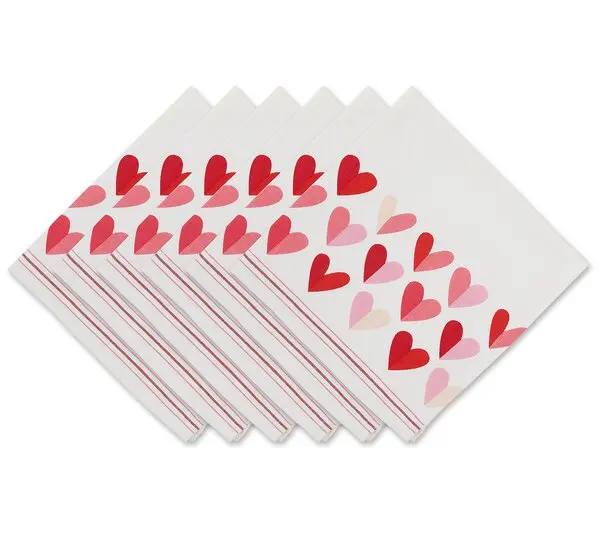 DESIGN IMPORTS Set Of 6 Two Hearts Napkins - One-color