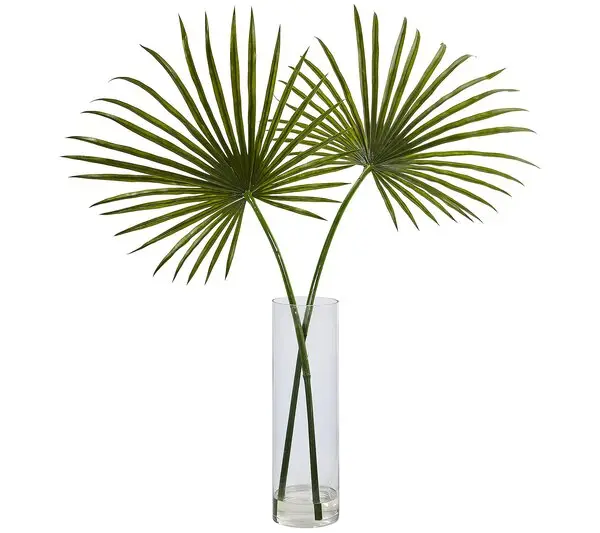 NEARLY NATURAL Fan Palm Arrangement By - One-color