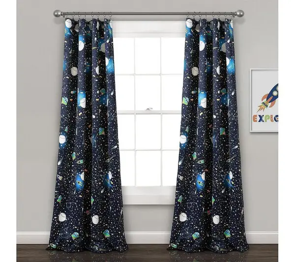 LUSH DECOR Universe Set Of 2 Room Darkening Curtains Lu Sh Decor - One-color