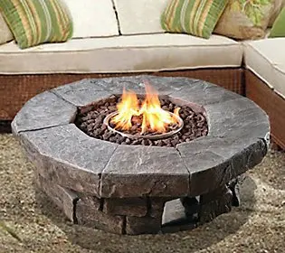 TEAMSON Outdoor Round Propane Gas Fire Pit