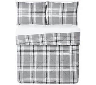 CANNON Cozy Teddy Plaid 3 Piece King Comforter Set