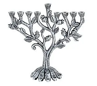 COPA JUDAICA Pomegranates Silvertone Menorah