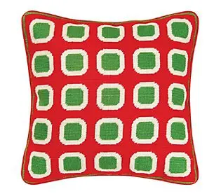 C&F HOME Christmas Block Needlepoint Pillow - One-color
