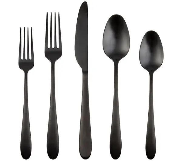 CAMBRIDGE SILVERSMITH S Poet Black Satin 20-piec E Flatware Set - One-color
