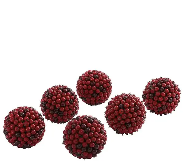 NEARLY NATURAL Set Of 5' Red Berry Balls By - One-color
