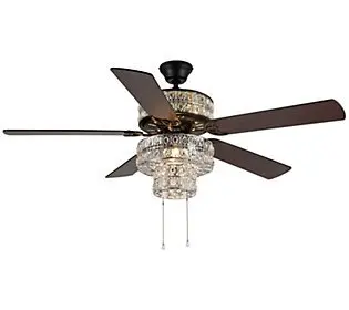 RIVER OF GOODS 52'w Silver Metal And Clear Crys Tal Ceiling Fan - One-color