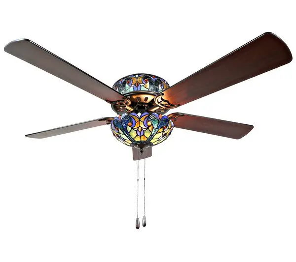 RIVER OF GOODS 52'w Halston Blue Stained Glass Eiling Fan - One-color