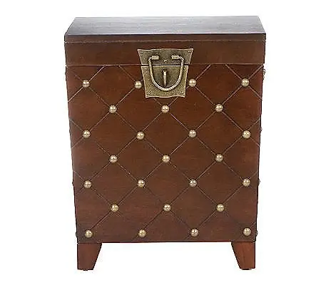 QVC Bexar Espresso Nailhead End Table Trunk - One-color