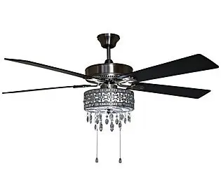 RIVER OF GOODS 52'w Roxsie Crystal Led Chandeli Er Ceiling Fan - One-color